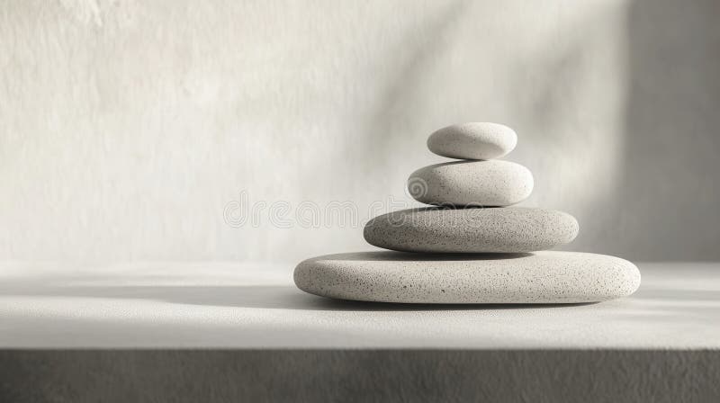 A Balanced Arrangement of Smooth Stones in a Minimalist Setting on a ...