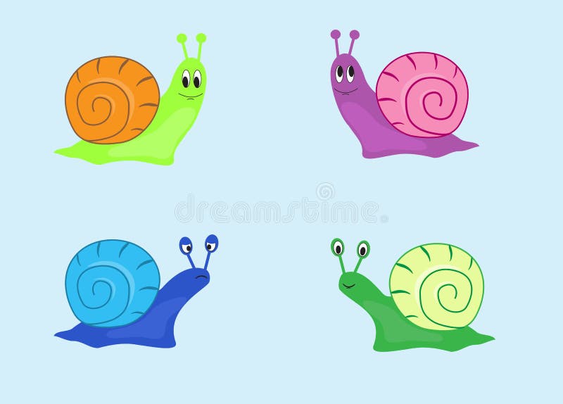 Four snails stock vector. Illustration of group, purple - 29425270
