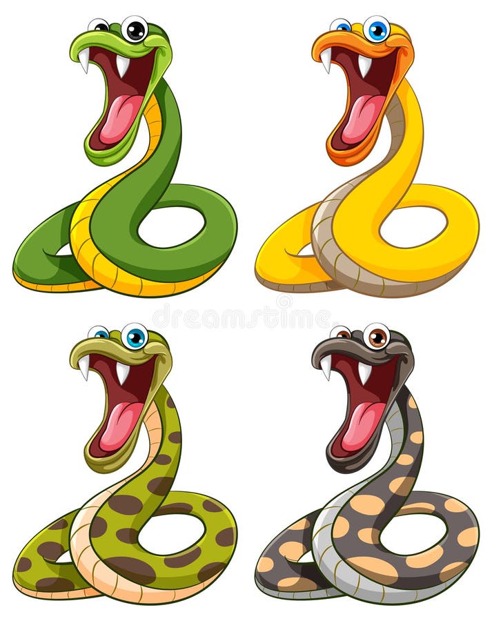 Four Snakes Cartoon stock vector. Illustration of reptilian - 297896183