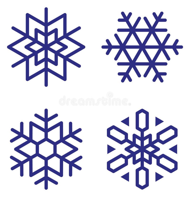 Four Snowflakes in Blue with Different Shapes and Sizes Stock Vector ...