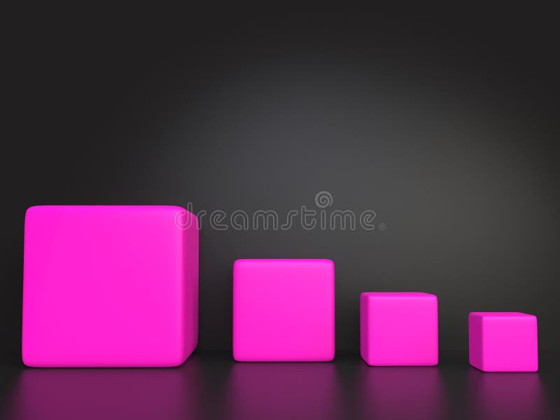 Four Soft Pink Cubes on Black Backdrop Stock Illustration ...