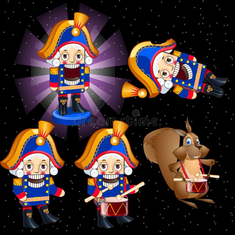 Four Soldiers of the Nutcracker and Beaver Stock Illustration ...