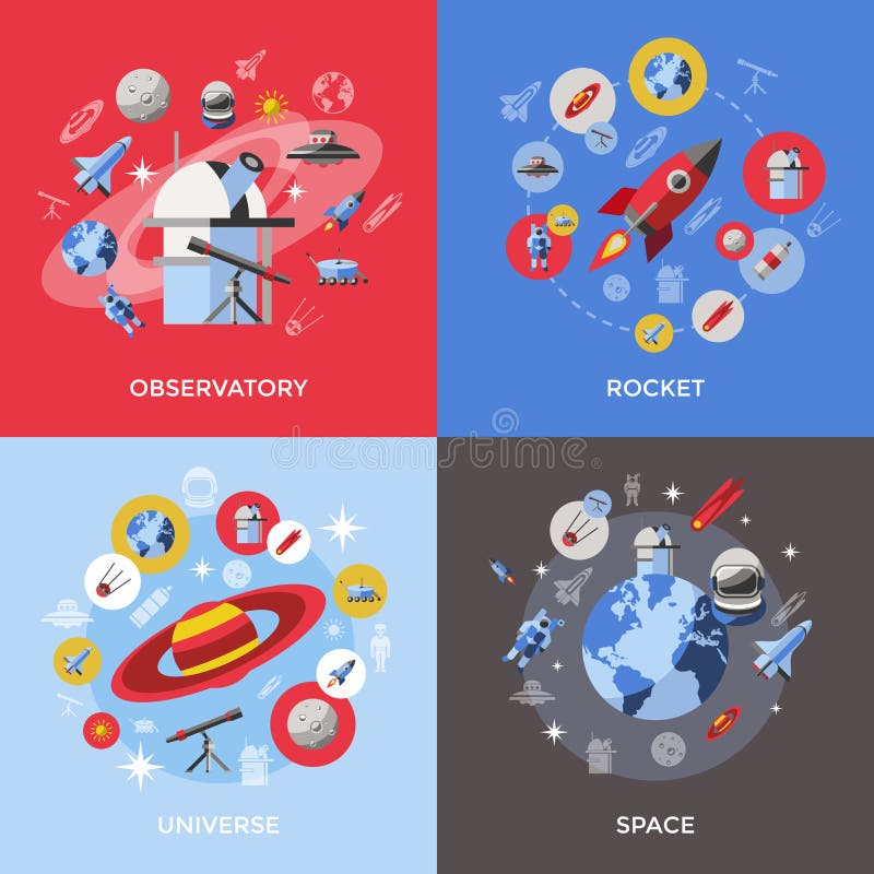 Four Space Icon Set stock vector. Illustration of moon - 76619228