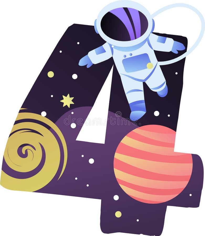 Four Space Number stock vector. Illustration of white - 353255358