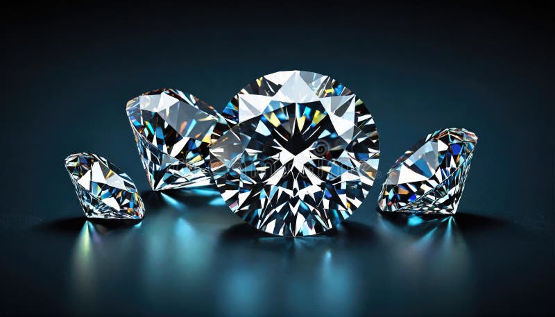 Sparkling Blue Diamonds Dark Background Light Reflections Stock Photos ...