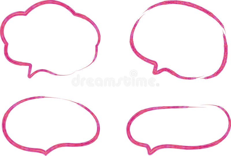 Pink Colorful Pattern Thick Stroke Speech Bubbles Set Stock Vector ...