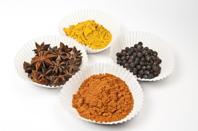 Four spice on white stock image. Image of baking, dieting - 13091479