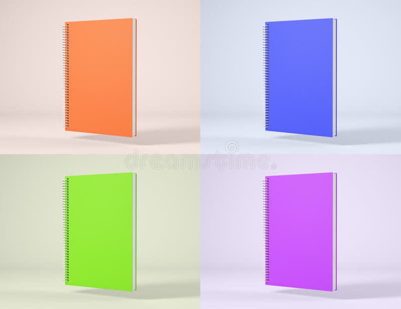 Four Spiral Notebooks in Different Colors Stock Illustration ...