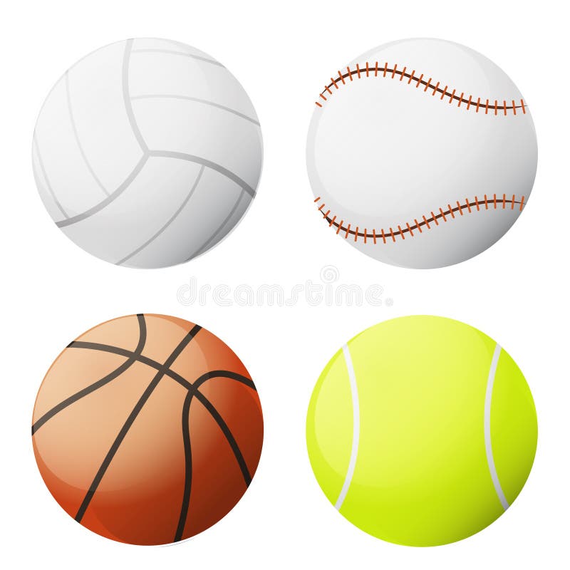 Four Sports Ball Vector Set Isolated Stock Vector - Illustration of ...