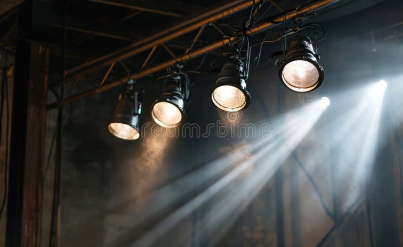 Four Spotlights on a Stage with Light Source Stock Illustration ...