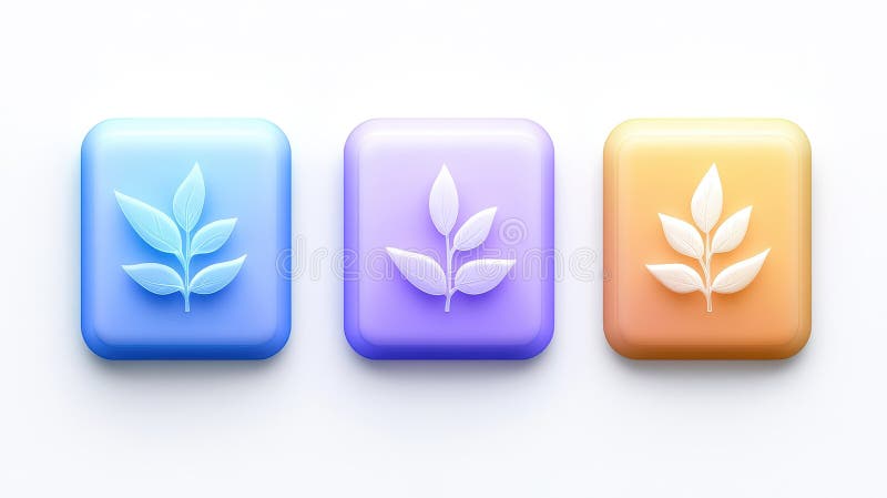 Four Square Buttons with Leaf Patterns, a Natural and Decorative Design ...