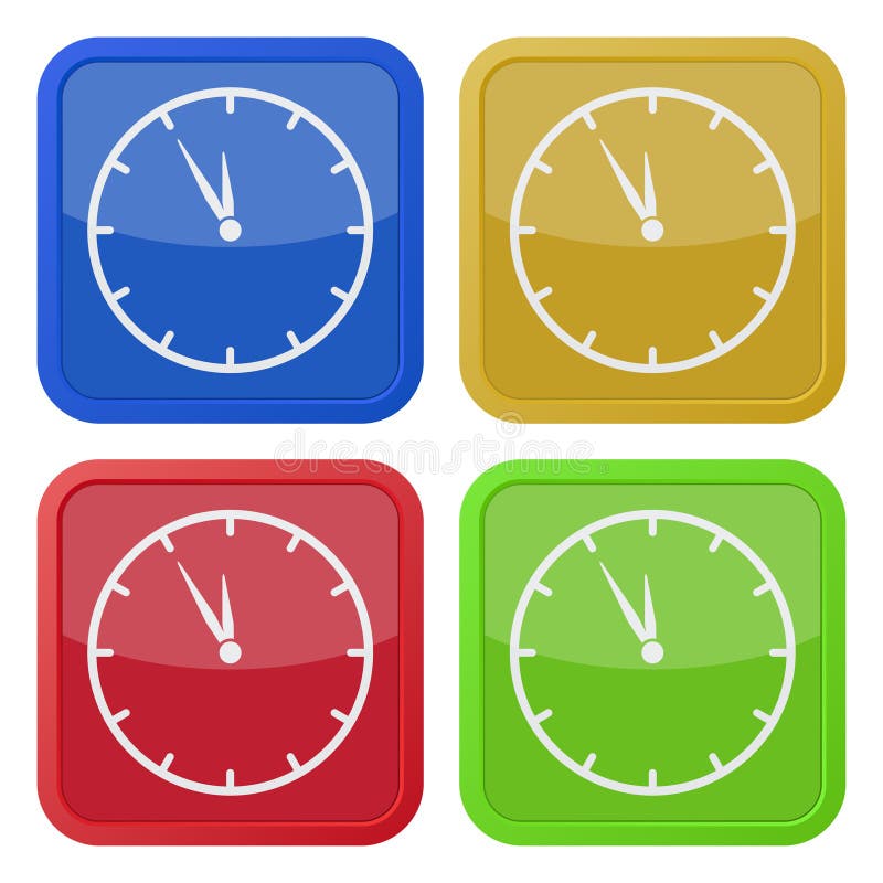 Four Square Color Icons, Last Minute Clock Stock Vector - Illustration ...