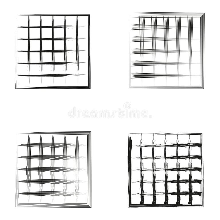 Four Square Grids. Geometric Mesh Icon. Black Net Vector. Abstract Frame Design Stock Vector ...