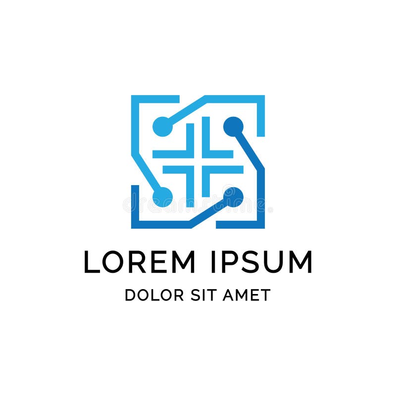 Square Node Connected Logo Template Design Stock Vector - Illustration ...