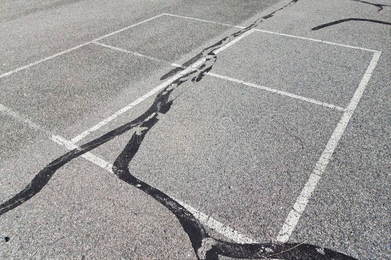 Four Square Lines on Black Asphalt with Cracks Stock Image - Image of ...