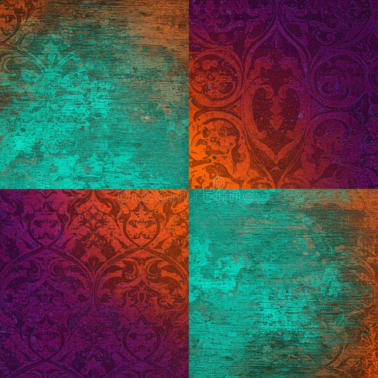 Four Square Panels, Each with a Unique Combination of Colors and ...