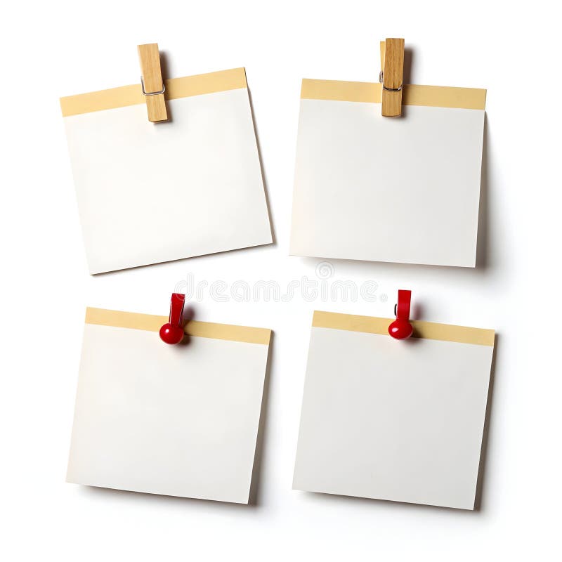 Minimalist Paper Notes with Various Attachments Stock Illustration ...