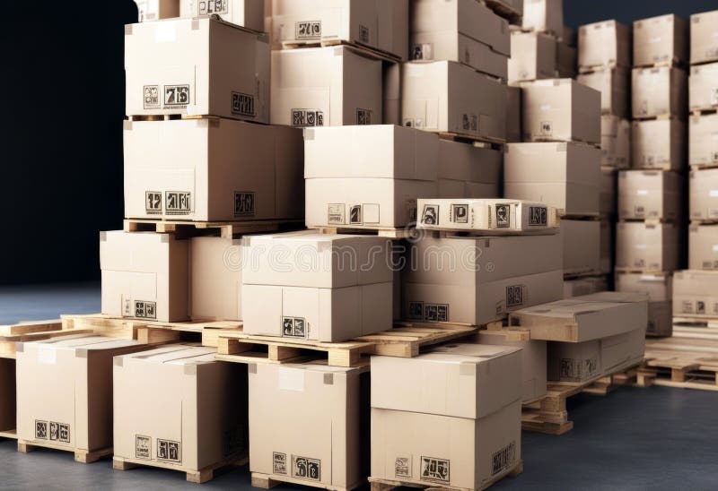 Four Stack Mock White Boxes Pallet Euro 3d Background Illustration Box ...