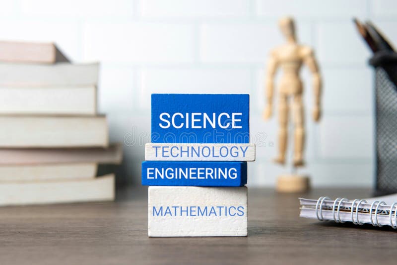 Four Stacked Blocks with a Word Representing a STEM Field. Stock Image ...