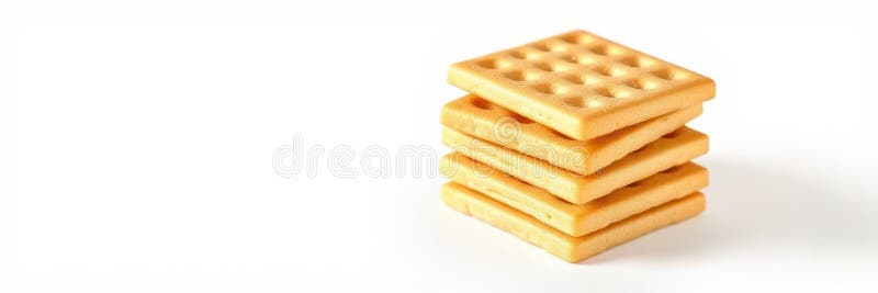 Four Stacked Golden Square Wafers Arranged Neatly on a Light Background ...