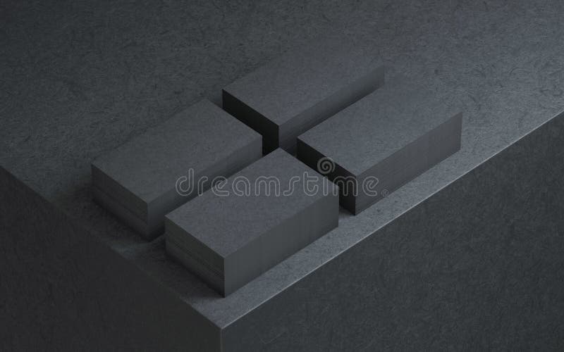 Four Stacks of Black Business Cards on Cube Stock Illustration ...