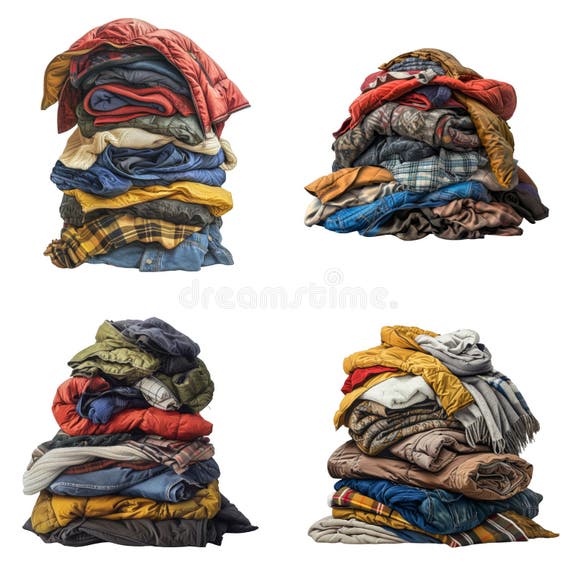 Four Stacks of Folded Winter Clothing Stock Photo - Illustration of ...