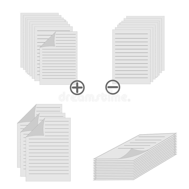 Four Stacks of Paper on a White Background Stock Vector - Illustration ...