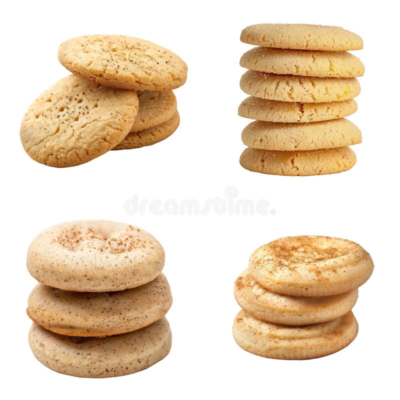 Four Stacks of Round, Golden Cookies Stock Image - Illustration of ...