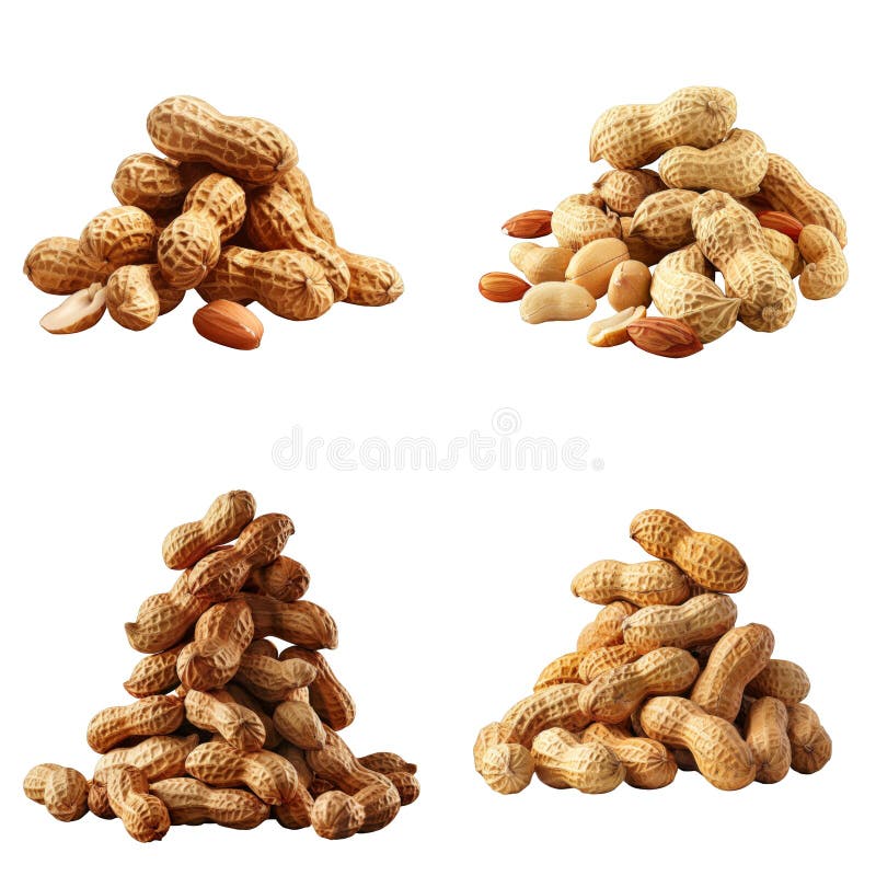 Four Stacks of Shelled Peanuts Stock Photo - Illustration of crunchy ...
