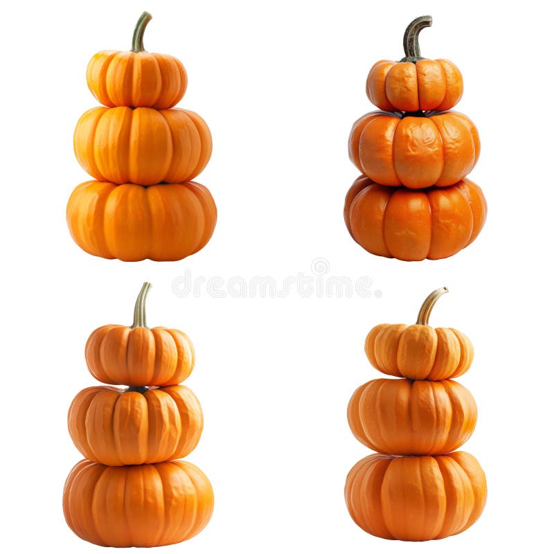 Four Stacks of Three Pumpkins Each Stock Illustration - Illustration of ...