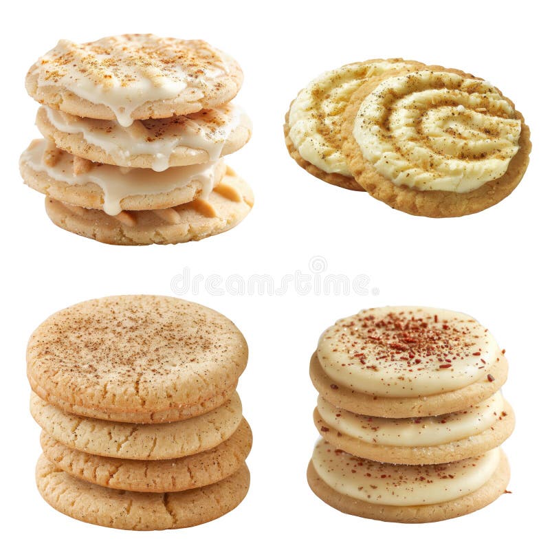 Four Stacks of White Chocolate and Cinnamon Sugar Cookies Stock Photo ...