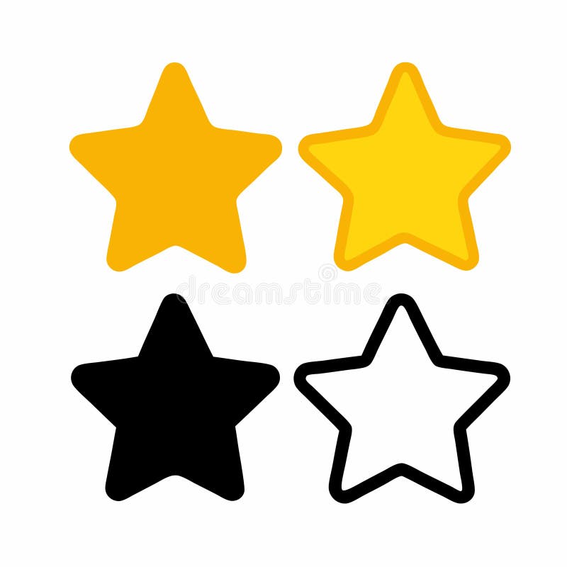 Four Star Rating Icons: Yellow, Black, White, Outline Stock ...