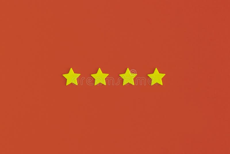 Four 4 Stars, Best Excellent Services Rating on Red Background Stock ...