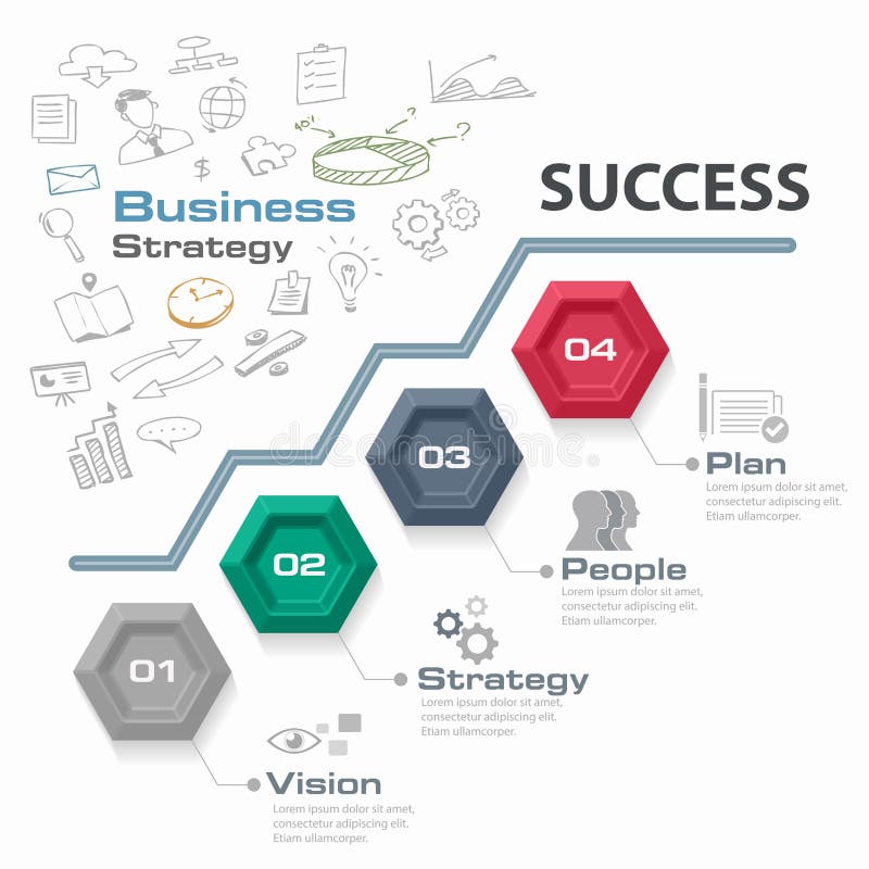 Four Step Business Strategy for Success, Vector Graphic. Stock ...