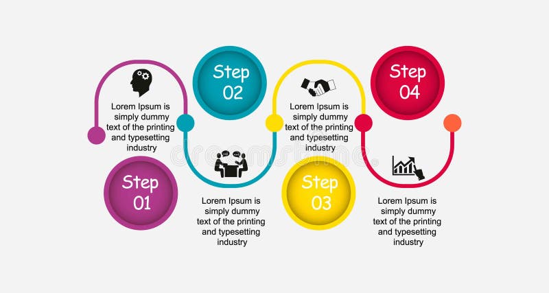 Four-step Infographics are Curved with Text Inside Stock Illustration ...