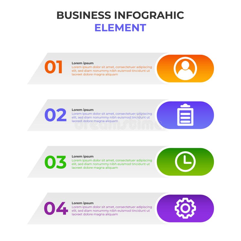 Four Steps Gradient Infographic Element with Business Icon. Infographic ...