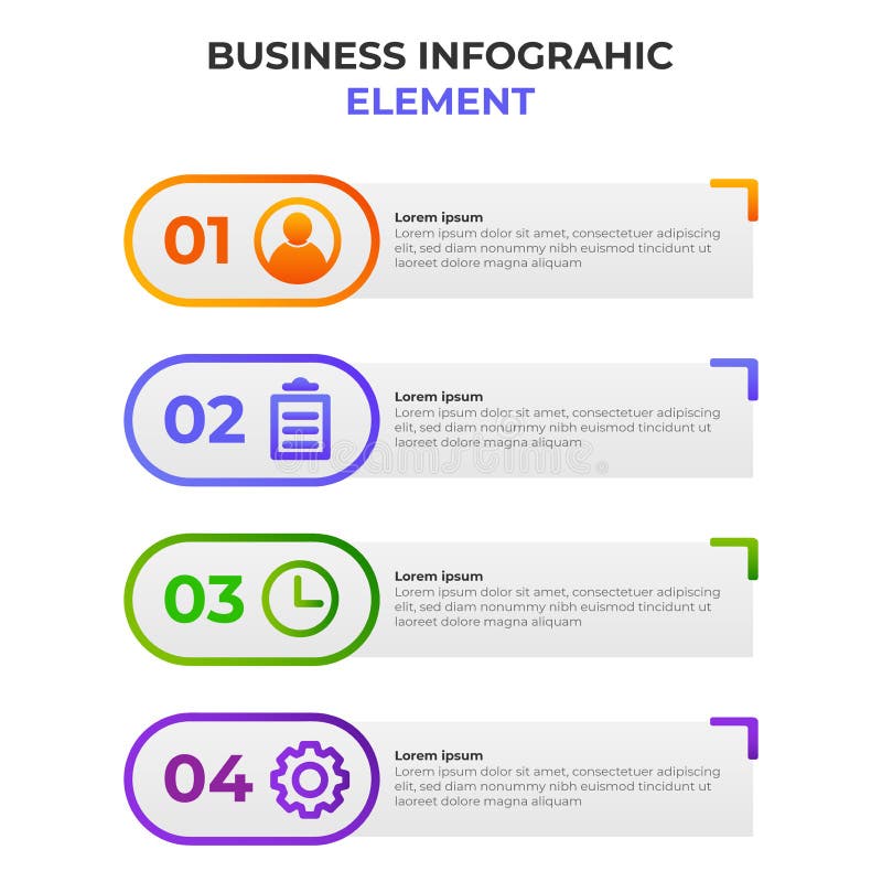 Four Steps Gradient Infographic Element with Business Icon. Infographic ...