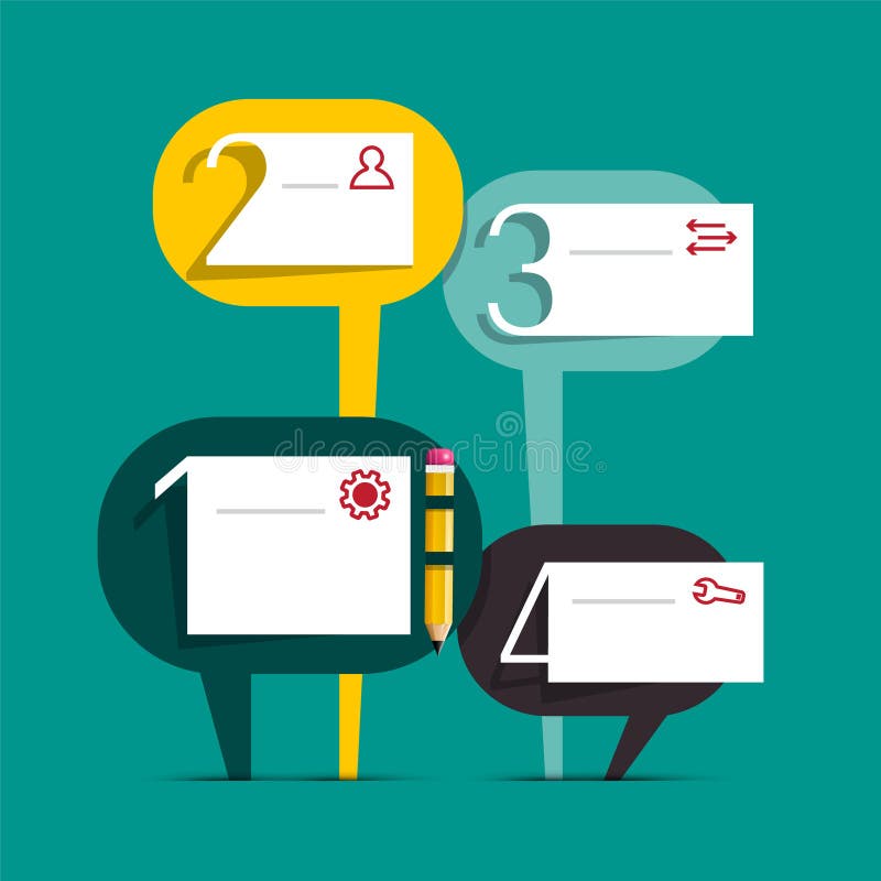 Four Steps Infographic Design with Icons on Empty Paper and Pencil ...