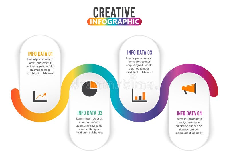Four Steps Infographics. Can Illustrate a Strategy, Workflow or Team ...