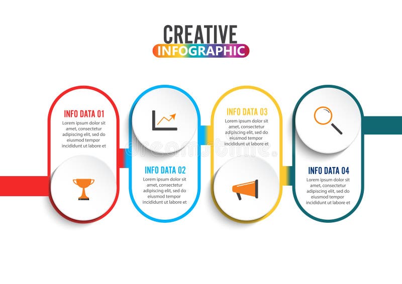 Four Steps Infographics. Can Illustrate a Strategy, Workflow or Team ...