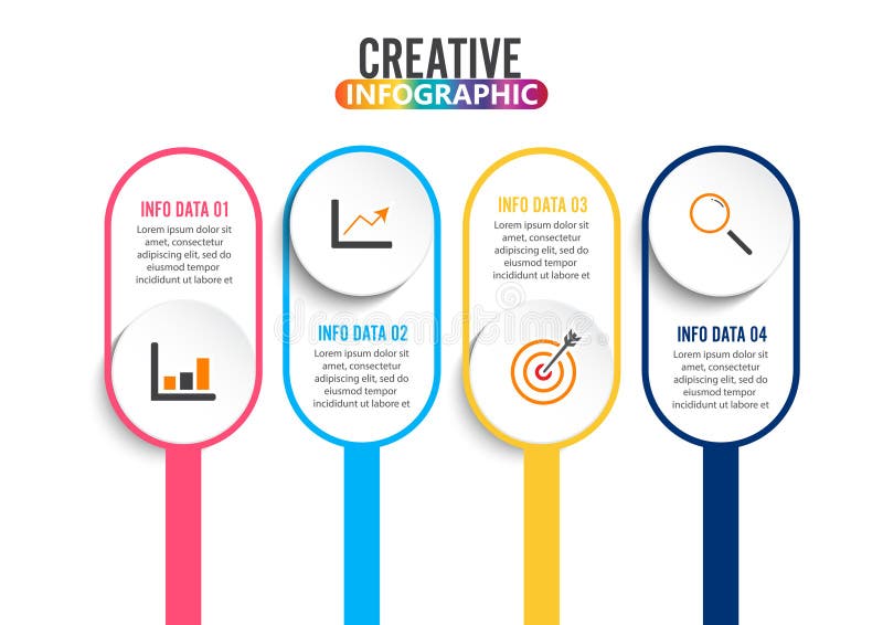 Four Steps Infographics. Can Illustrate a Strategy, Workflow or Team ...