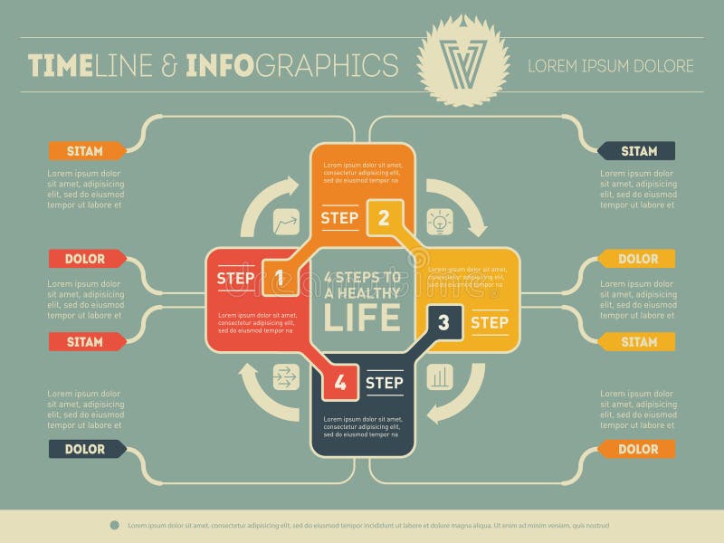 Four Steps To a Healthy Life. Web Template for Circle Diagram or Stock ...