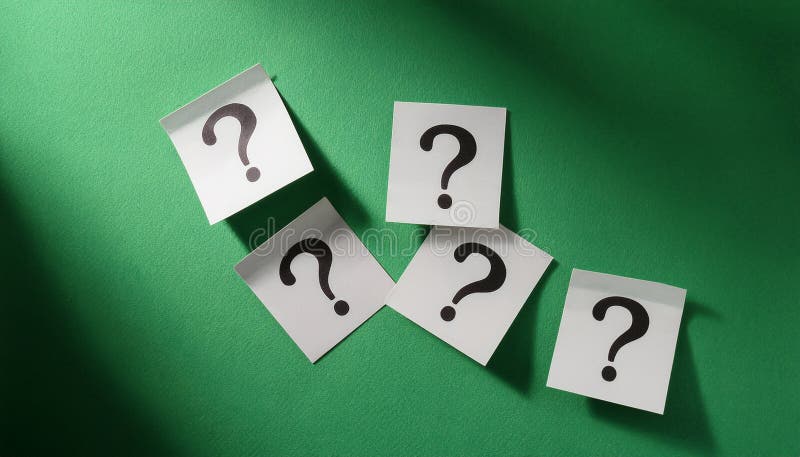 Paper Notes with Question Marks on Green Background, Flat Lay. Space ...