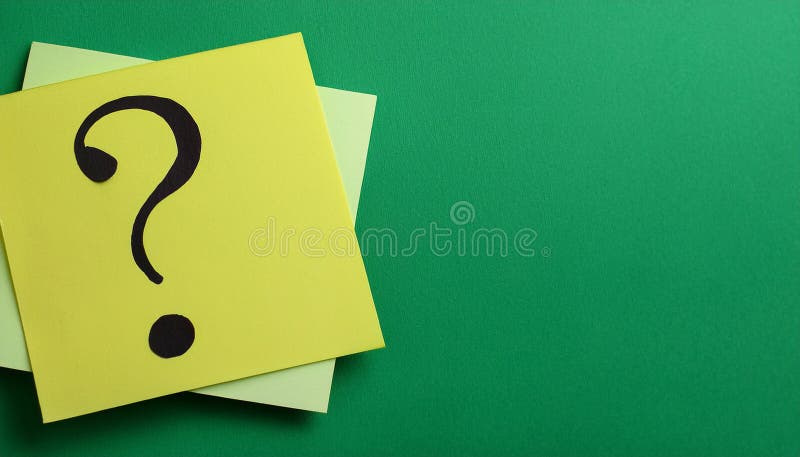 Paper Notes with Question Marks on Green Background, Flat Lay. Space ...