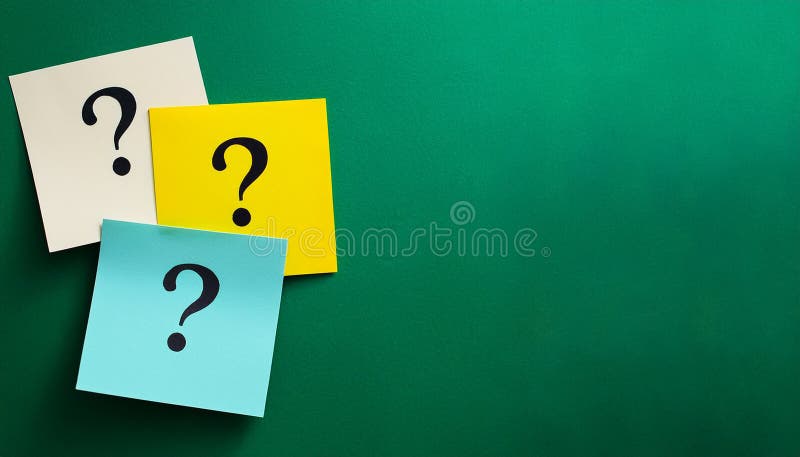 Paper Notes with Question Marks on Green Background, Flat Lay. Space ...