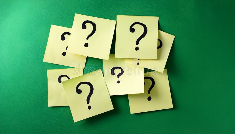 Paper Notes with Question Marks on Green Background, Flat Lay. Space ...