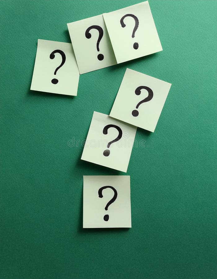 Paper Notes with Question Marks on Green Background, Flat Lay. Space ...