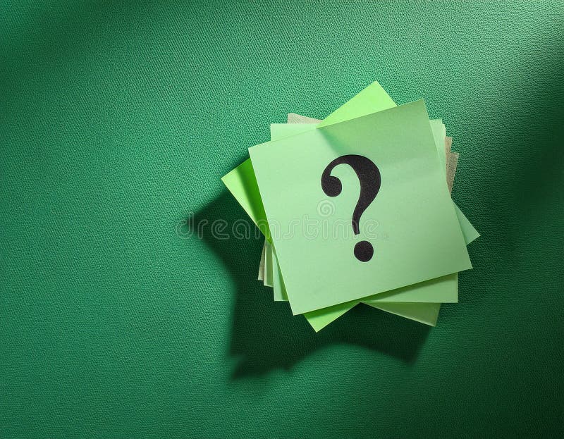 Paper Notes with Question Marks on Green Background, Flat Lay. Space ...