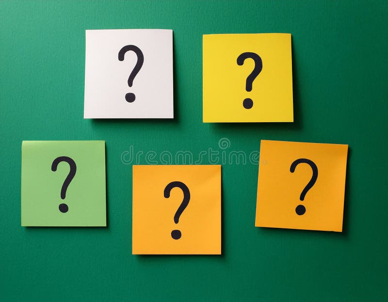 Paper Notes with Question Marks on Green Background, Flat Lay. Space ...