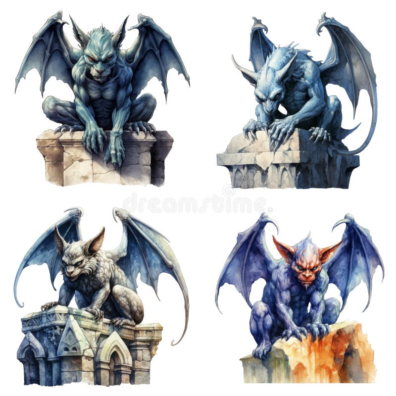 Watercolor Gargoyles Stock Illustrations – 8 Watercolor Gargoyles Stock ...